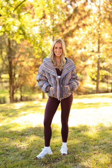Party Of One Puffer Jacket - Tan Combo FREE PEOPLE – cocolillys